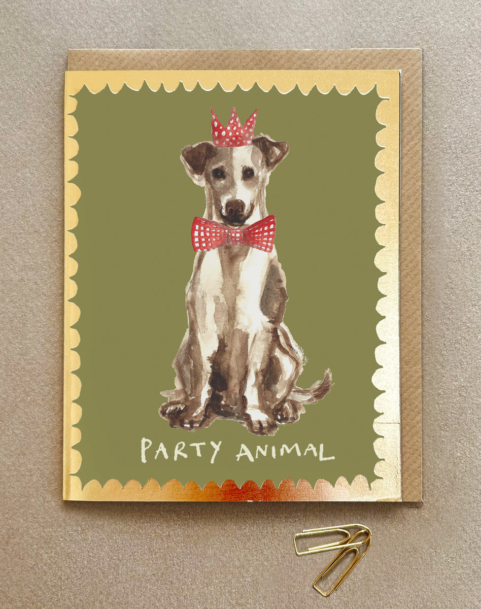 'Party Animal' Dog Greetings Card – Poet & Painter