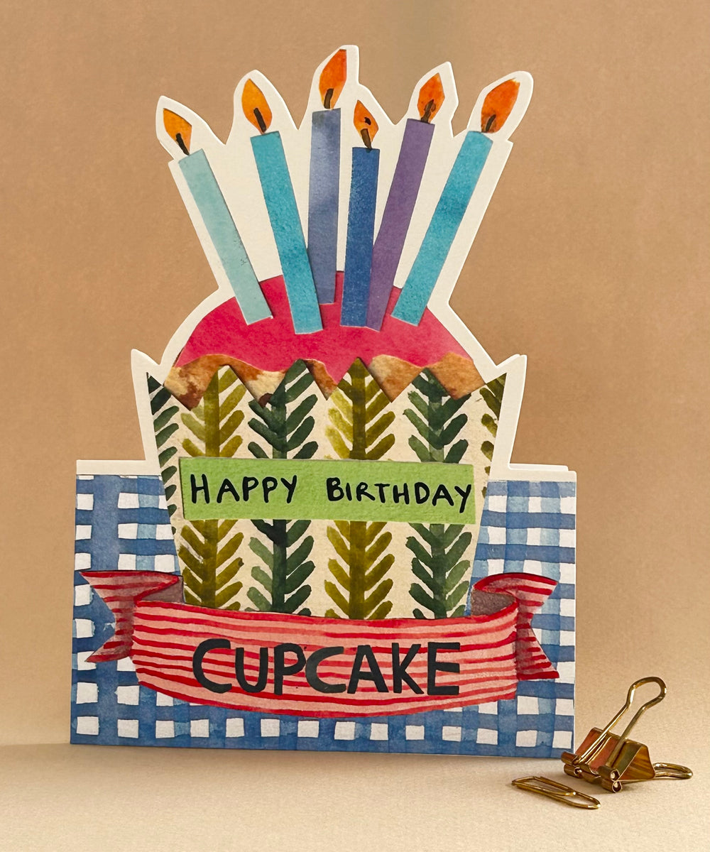 'Happy Birthday Cupcake' Cut it Out Greetings Card – Poet & Painter