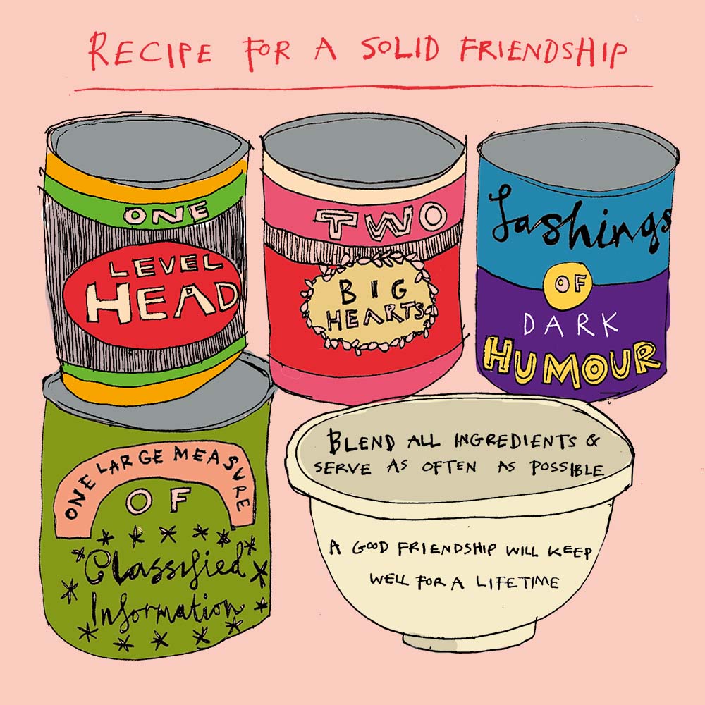 'Recipe for a Solid Friendship' Greetings Card – Poet & Painter
