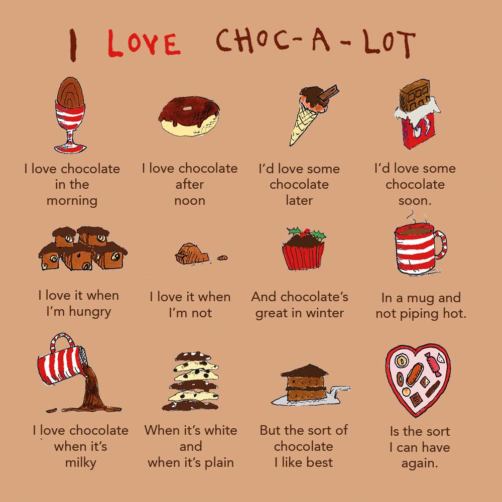 'Choc-a-lot 22' Greetings Card – Poet & Painter