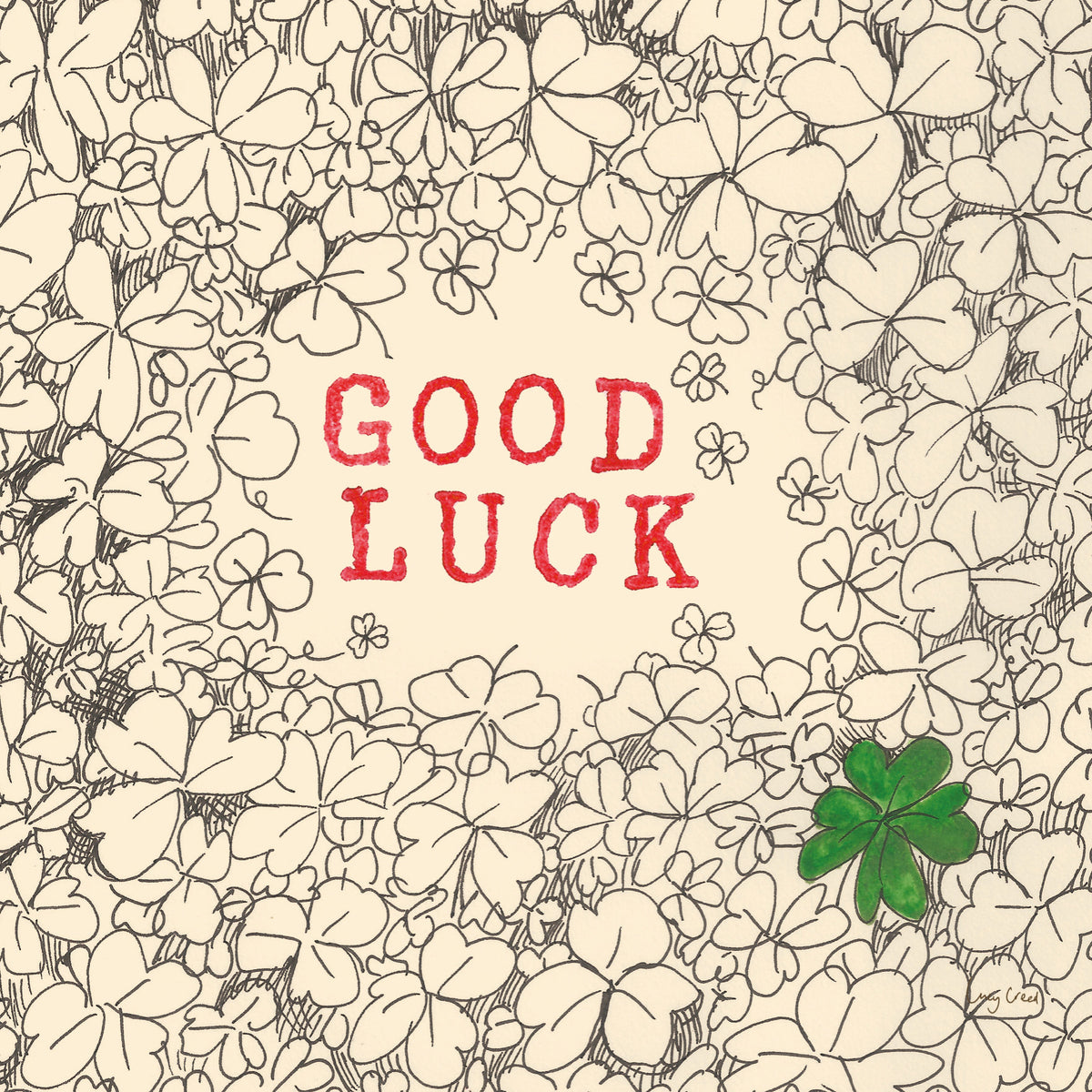 'Good Luck Clover' Greetings Card – Poet & Painter